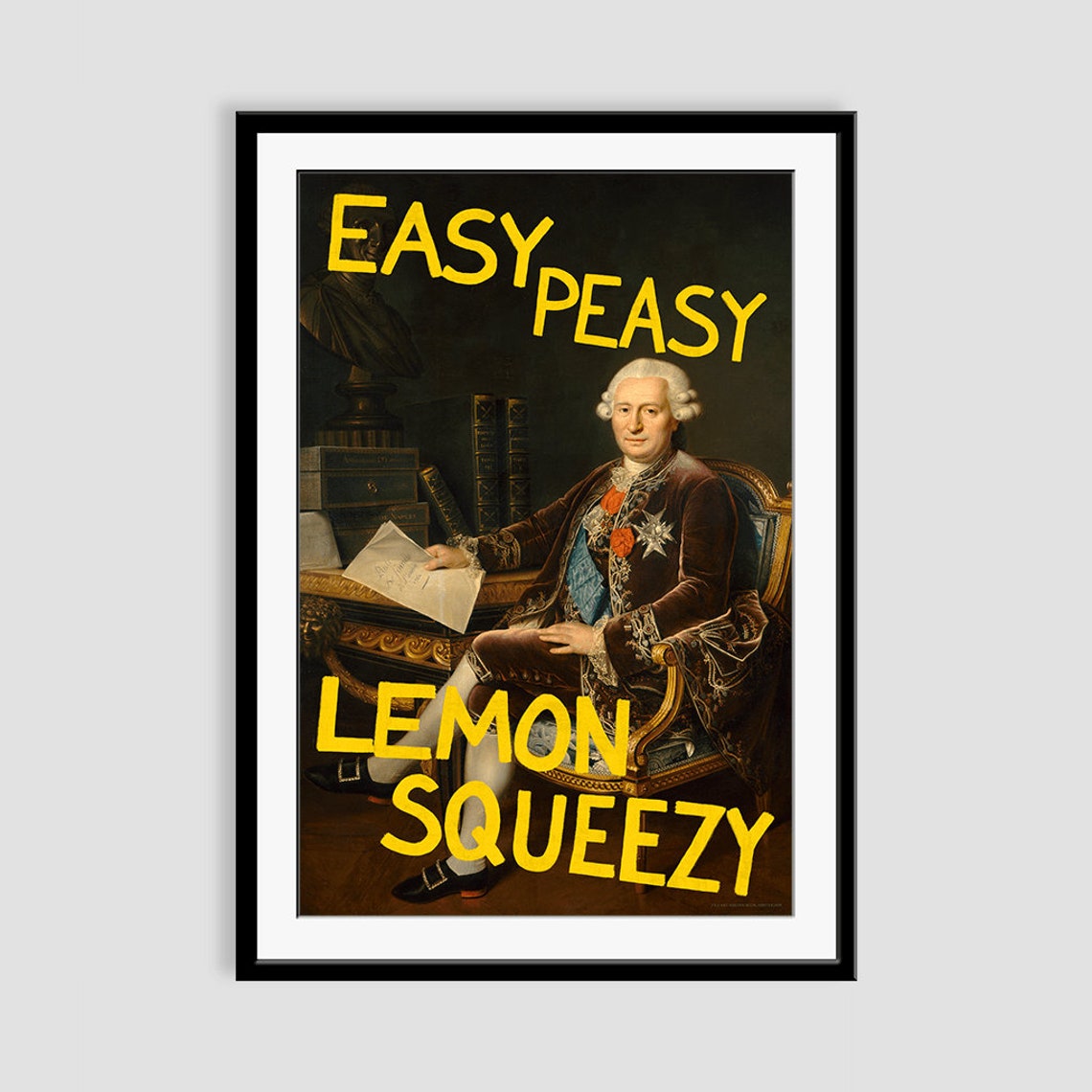Easy Peasy Lemon Squeezy Framed Print Black and Yellow | Etsy