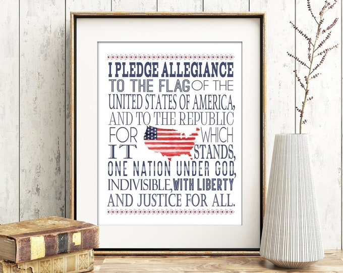 Pledge of Allegiance Matte Poster Patriotic Subway Art 4th of July Wall ...