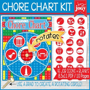 Family Chore Chart Kit Building Blocks, Job Chart, Rotating Family ...