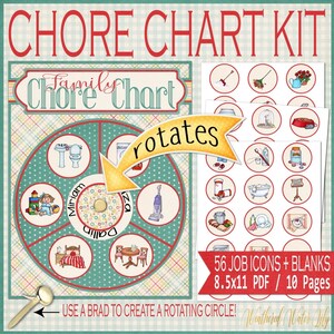 Family Chore Chart Kit, Job Chart, Rotating Family Chore Chart - Etsy