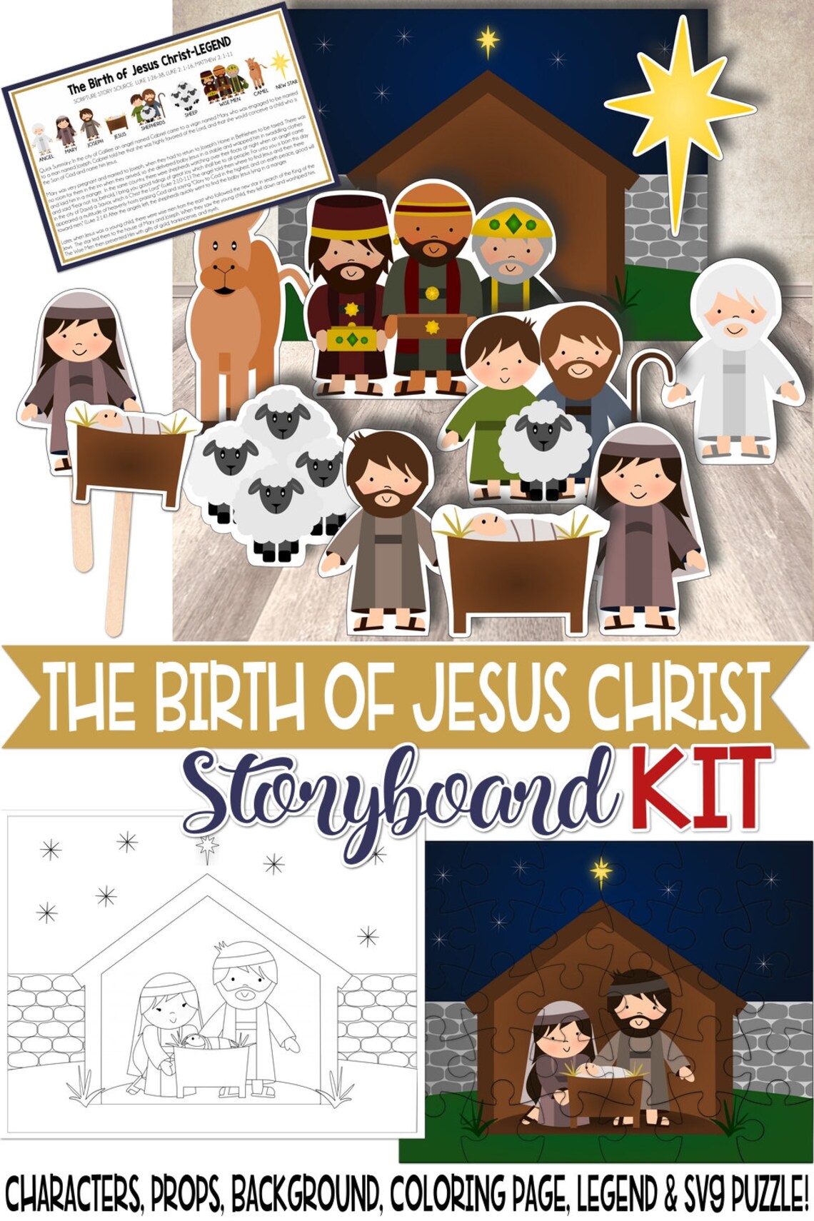 Christmas Storyboard and Activity Kit, Printable, the Birth of Jesus ...