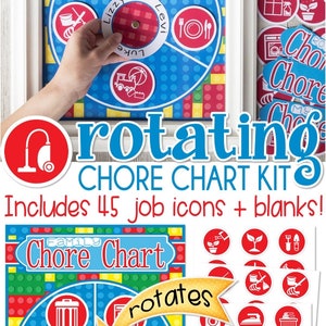 Family Chore Chart Kit Building Blocks, Job Chart, Rotating Family ...