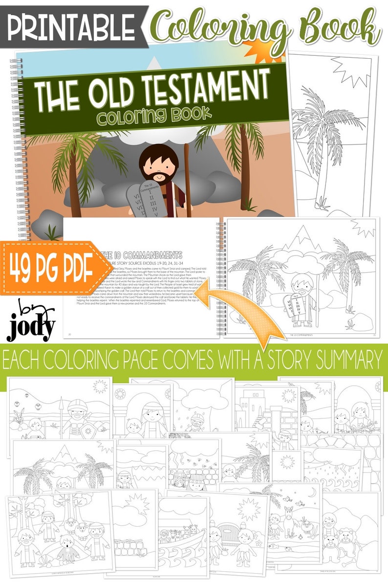 Old Testament Coloring Book With Story Summaries, Printable - Etsy