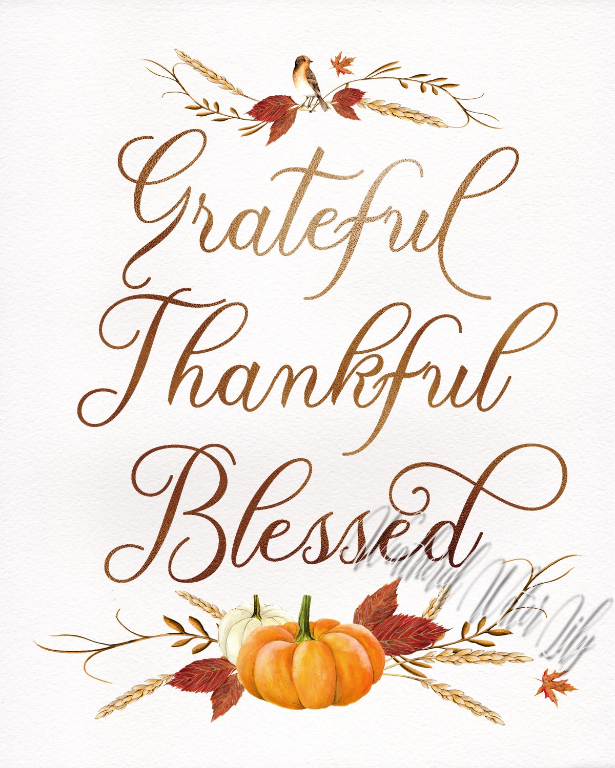 Grateful, Thankful, Blessed Thanksgiving Print, Fall Art, Fall Decor ...