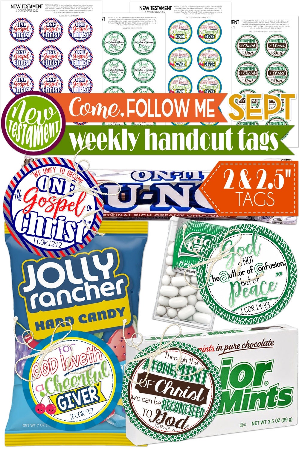 New Testament Favor and Gift Tags, Come Follow Me Gift Tags for ...