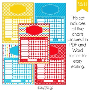 Point System Chore Chart Printable - Primary Colors - Etsy