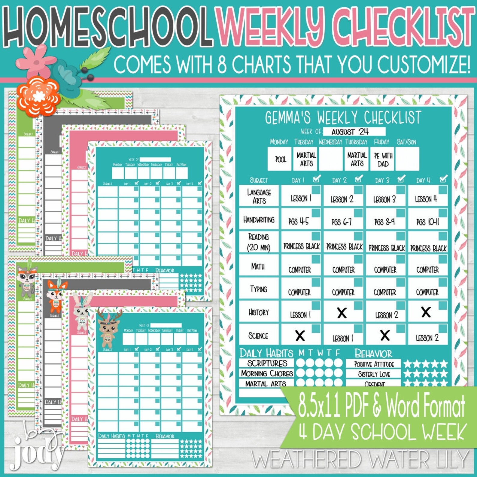 Homeschool Weekly Checklist Homeschool Planner for Kids 4 - Etsy