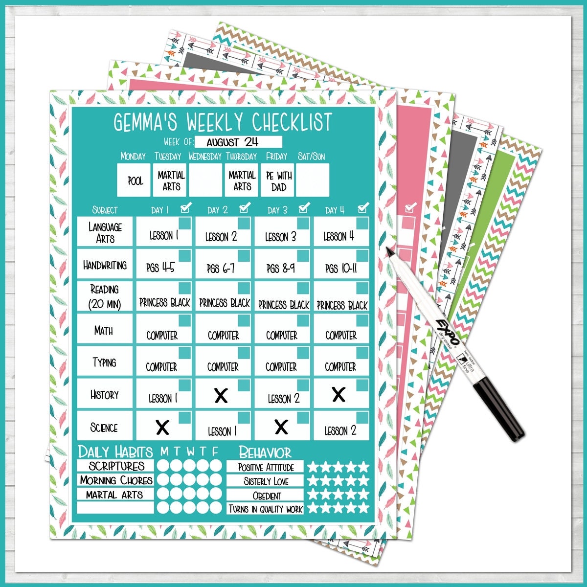 4 Day Homeschool Weekly Checklist, Editable Homeschool Planner, Digital ...