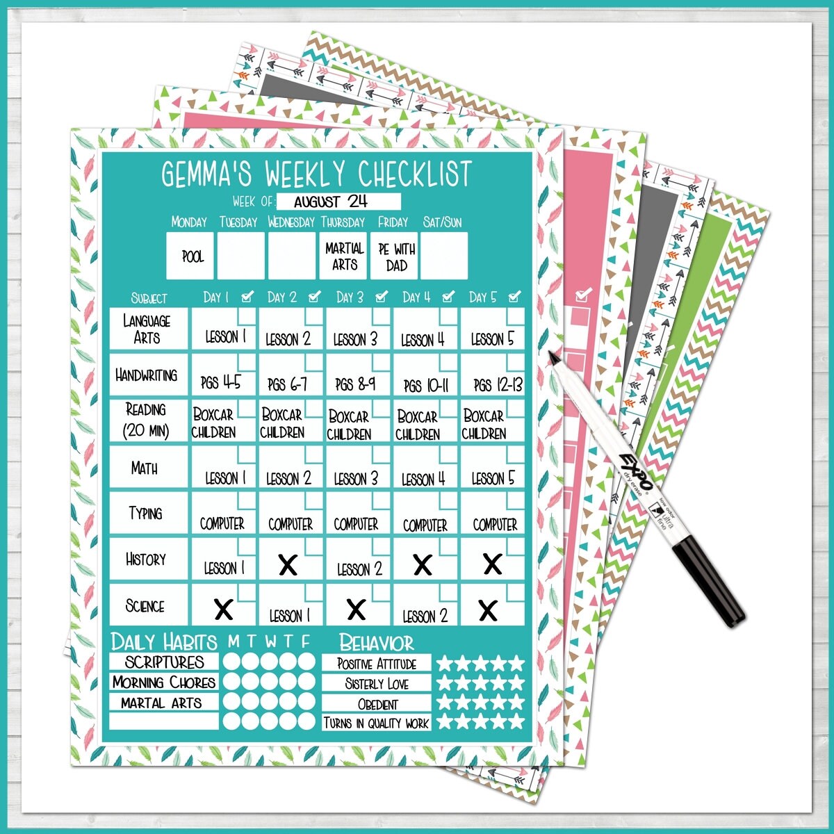 5 Day Homeschool Weekly Checklist, Editable Homeschool Planner, Digital ...