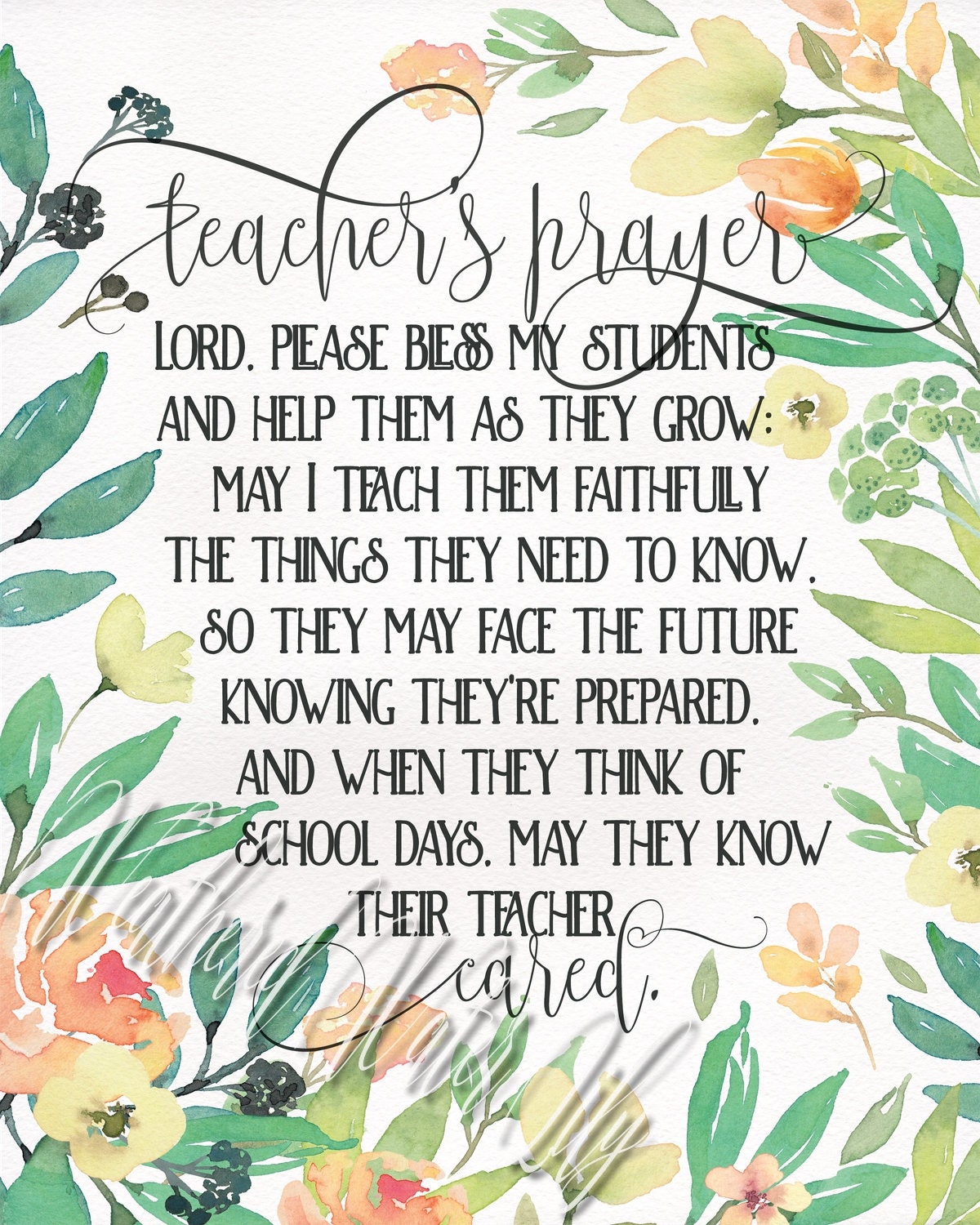 Teacher Gift Religious, Teacher's Prayer, Digital Printable Art ...