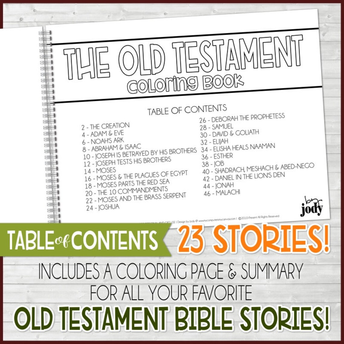 Old Testament Coloring Book With Story Summaries, Printable - Etsy