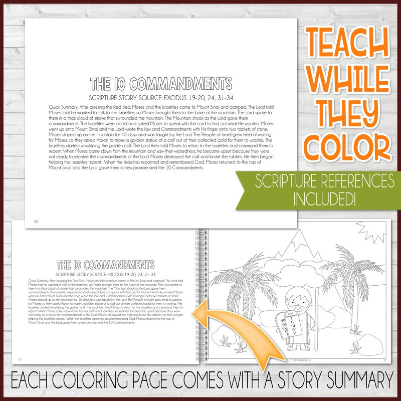 Old Testament Coloring Book With Story Summaries, Printable - Etsy