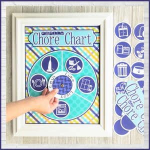 Family Chore Chart Kit, Job Chart, Rotating Family Chore Chart, Blue ...