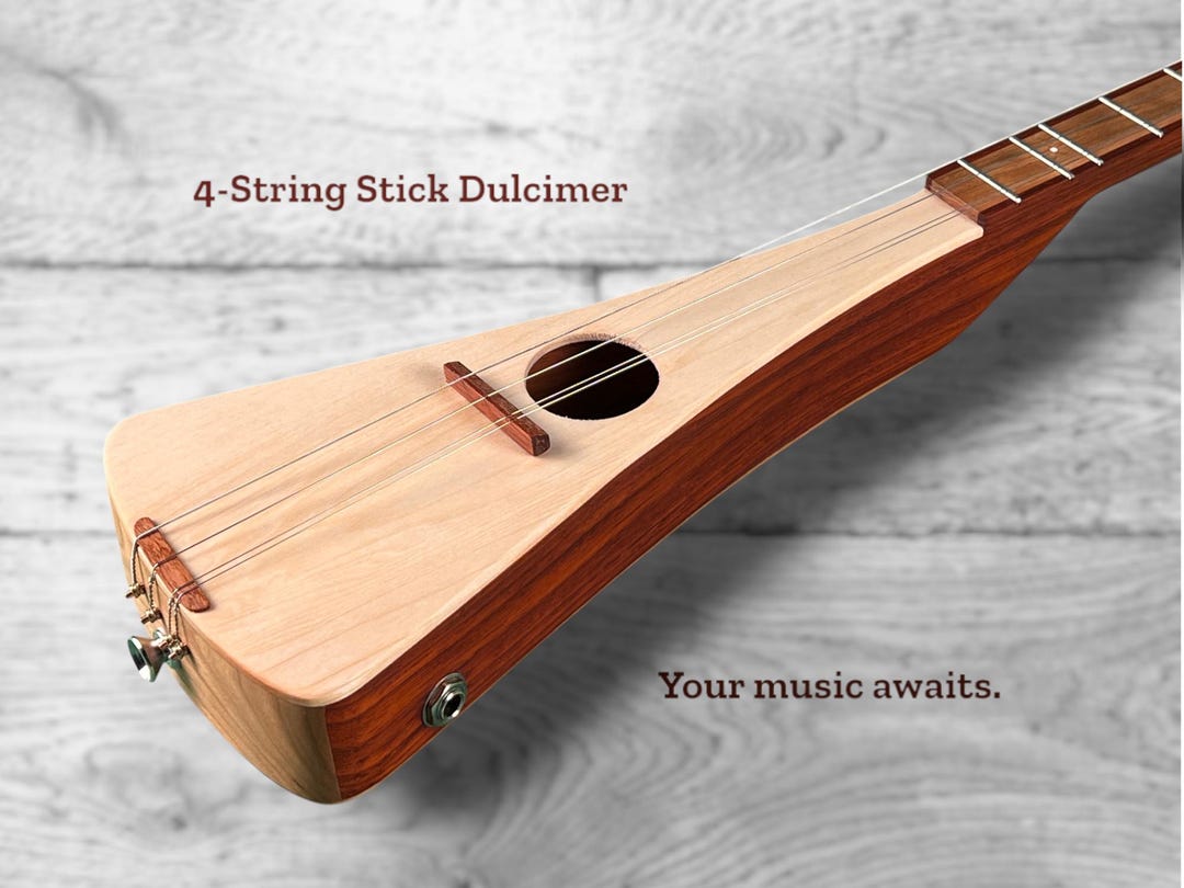 Stick Dulcimer, 4 Strings, Beautiful Woods, Lively Sound, With Built-in ...