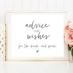 Advice and Wishes for the Bride and Groom, Printable Advice Sign ...