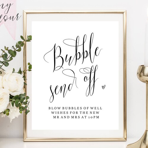 Blow Bubbles Wedding Sign Bubbles Send off Sign Blush - Etsy