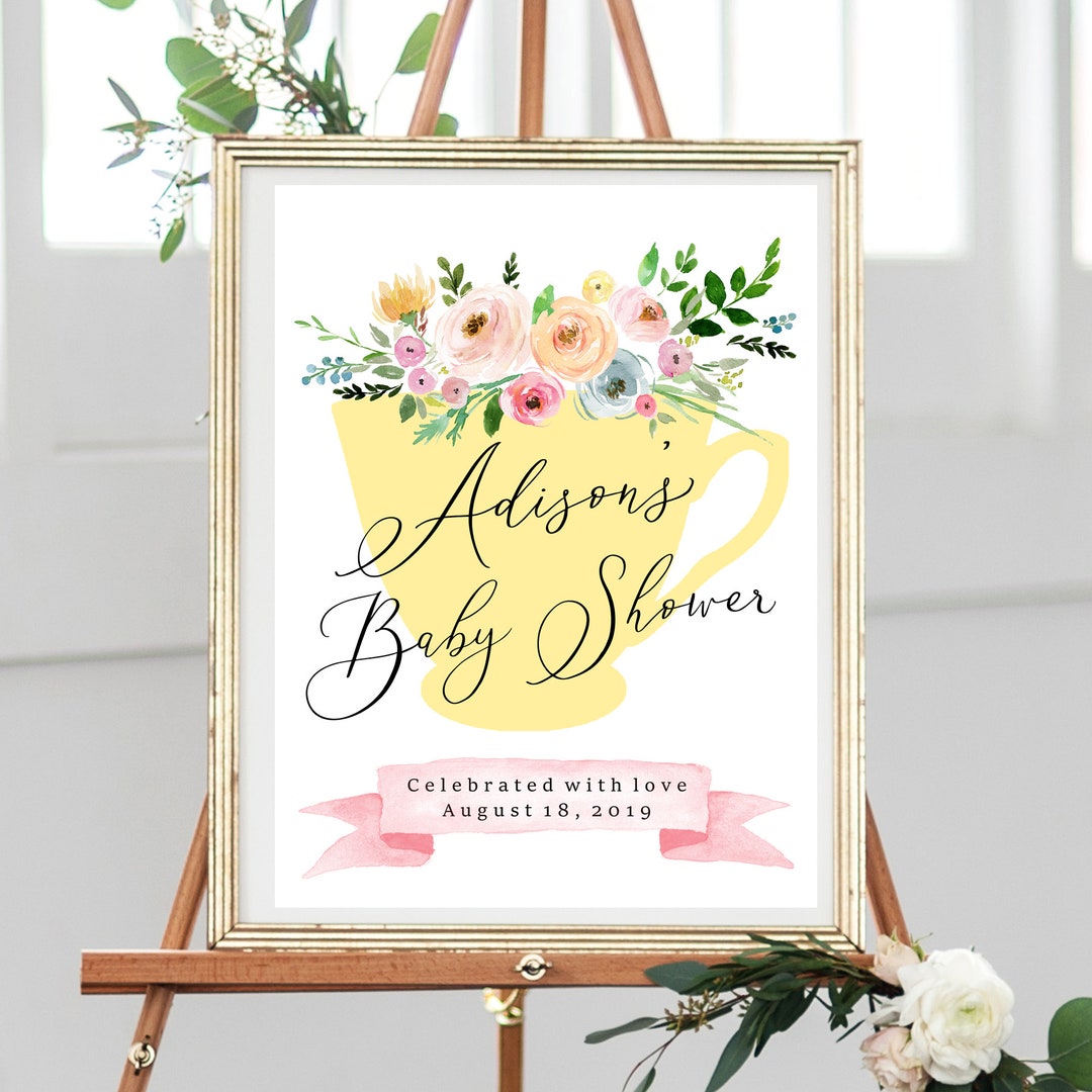 Baby Shower Welcome Sign, Afternoon Tea Sign, Baby Shower Welcome ...