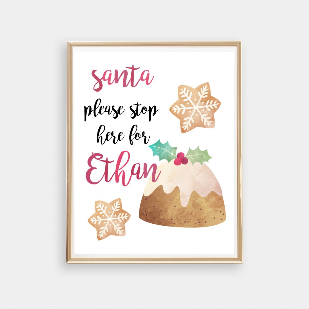 Santa Please Stop Here, Printable Sign, Christmas Door Sign ...