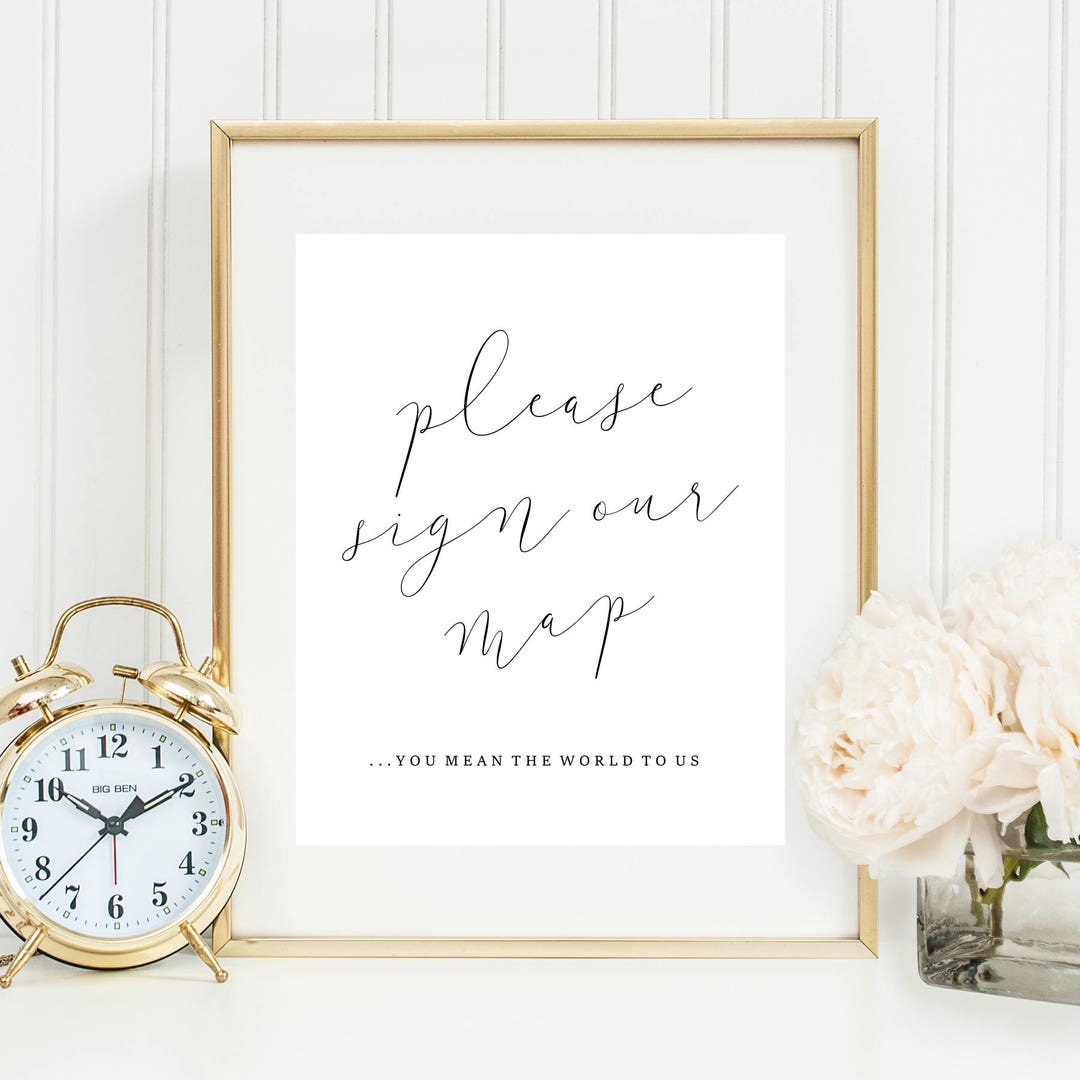 Please Sign Our Map, Guest Map Wedding Sign, Guest Book, Alternative ...