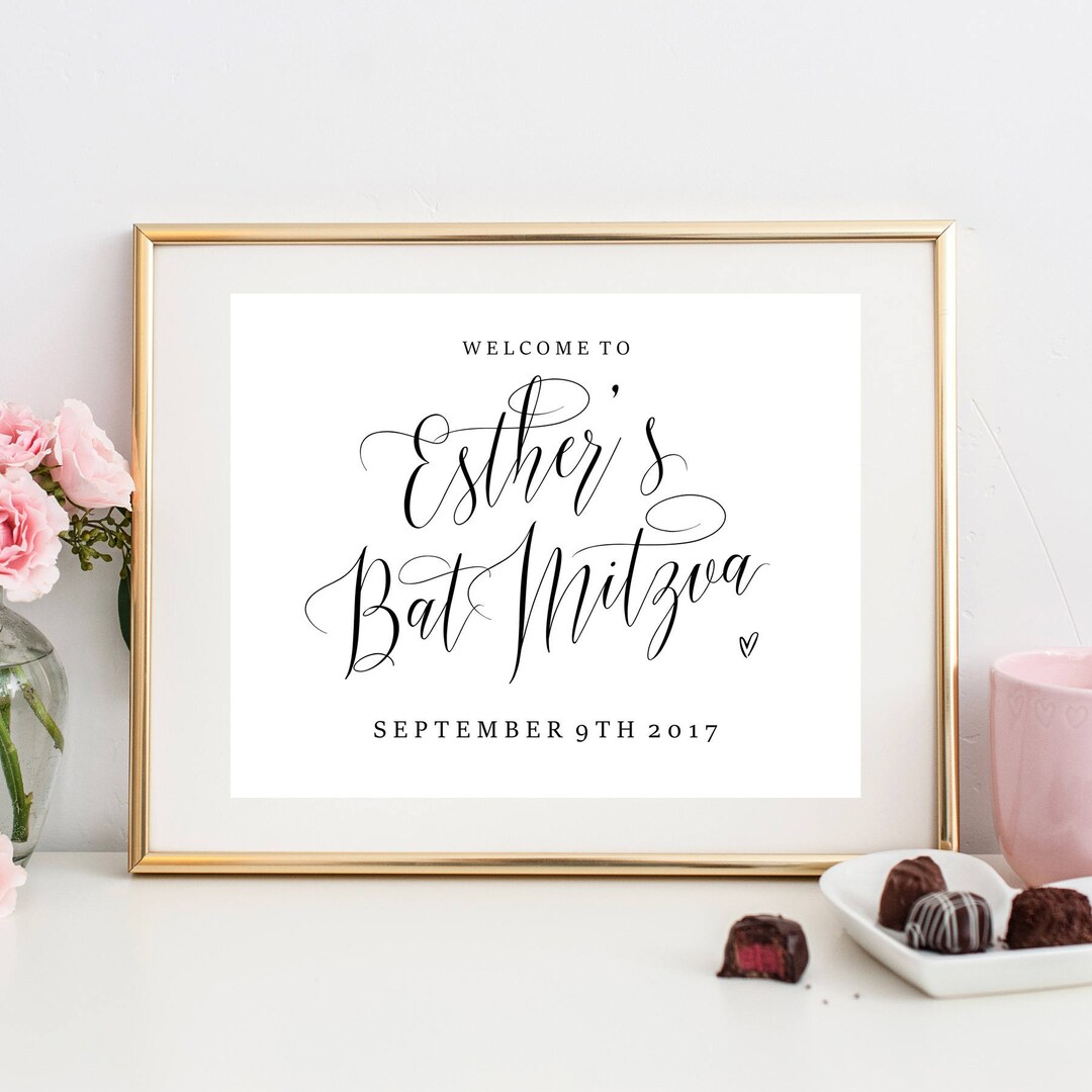Bat Mitzvah Welcome Sign, Printable Welcome Sign, Personalised Bat ...