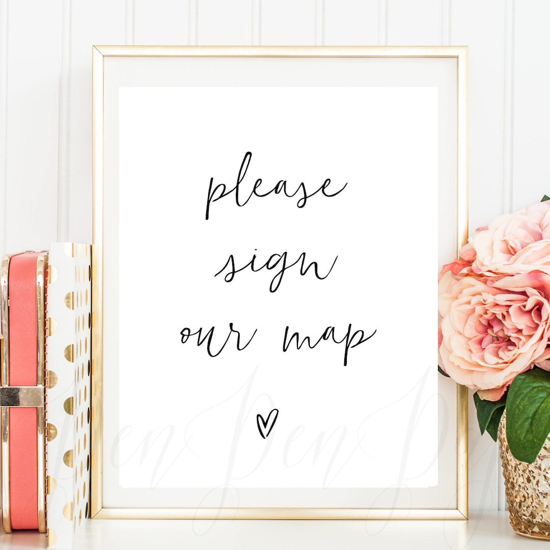 Please Sign Our Map Guest Map Wedding Sign Guest Book - Etsy