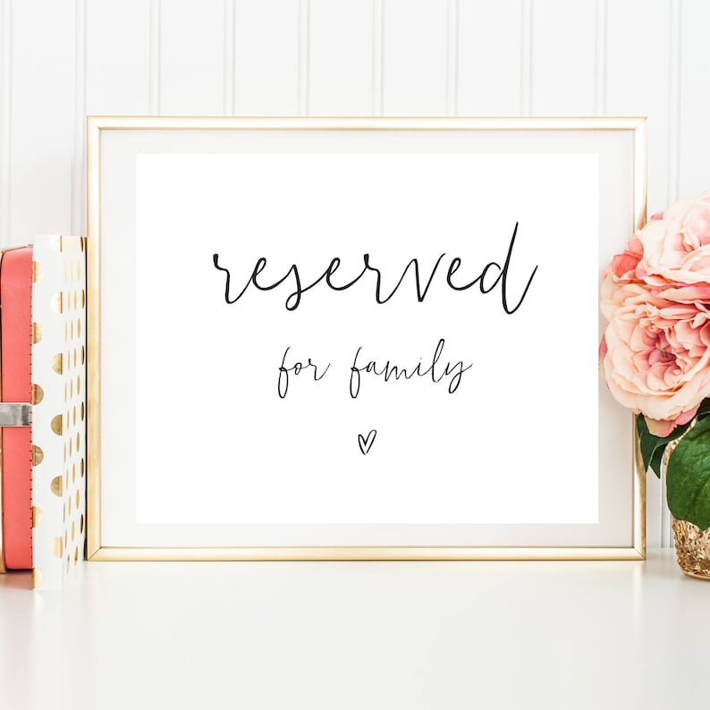 Reserved for Family Sign Printable Reserved Sign Wedding - Etsy UK