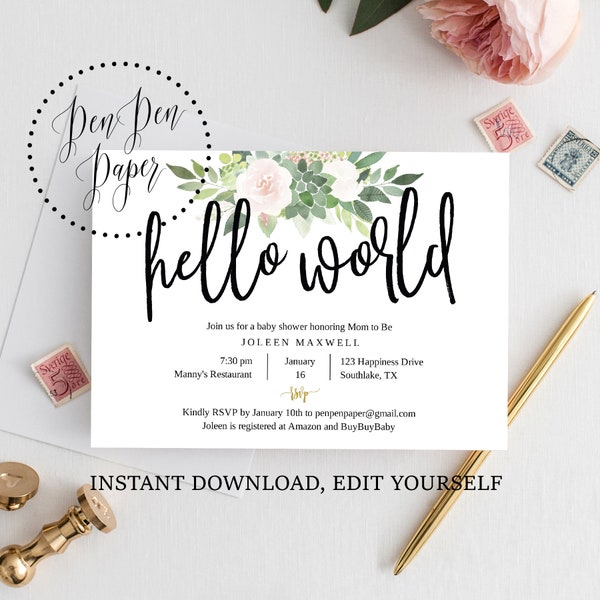 Hello World Theme Baby Shower - Etsy