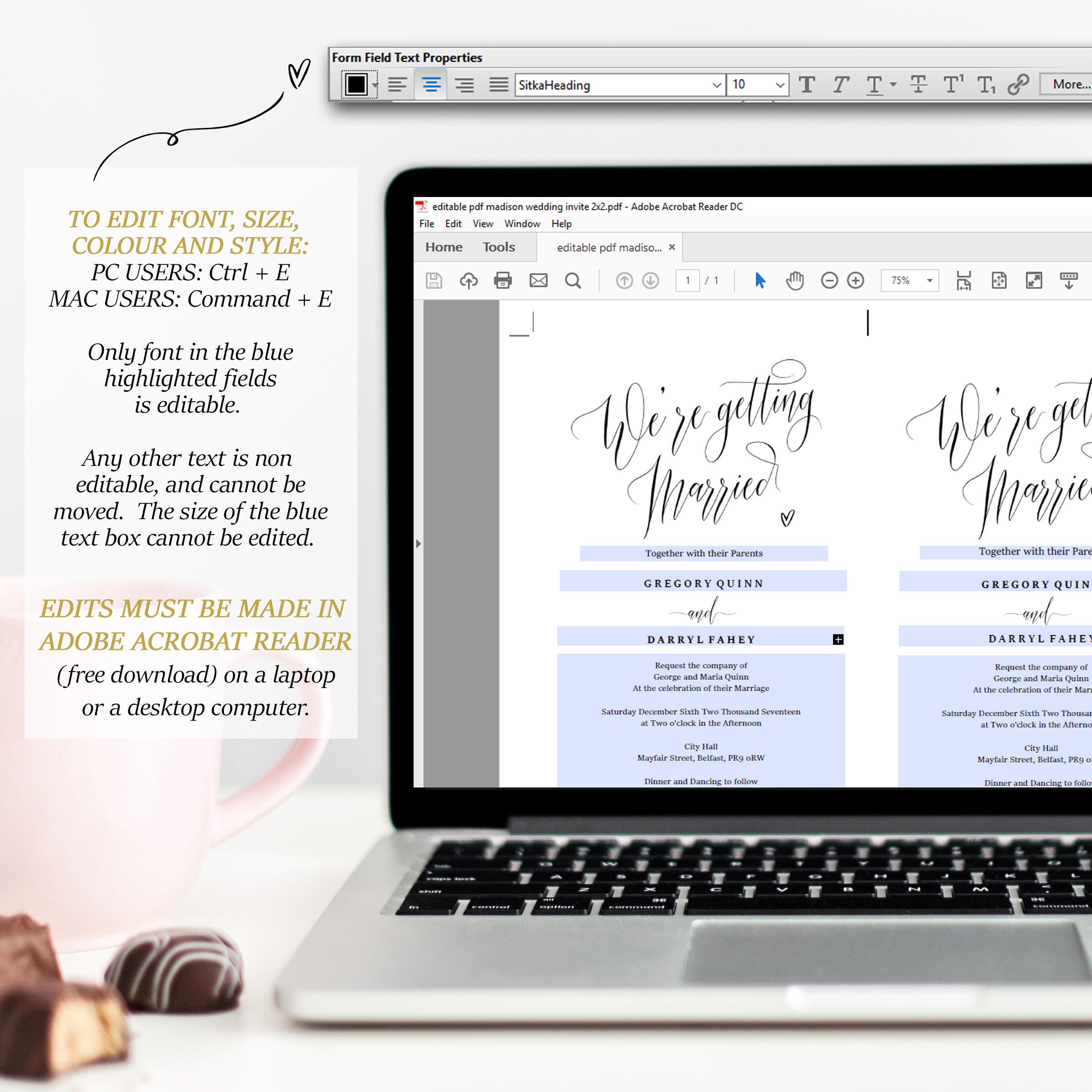 We're Getting Married Editable Wedding Invitation Pdf - Etsy UK