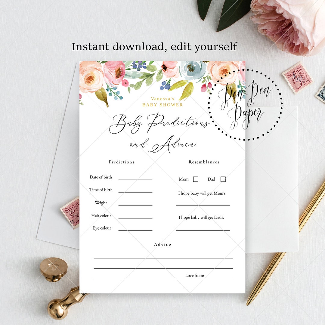 Baby Prediction and Advice Game Gender Neutral Printable - Etsy