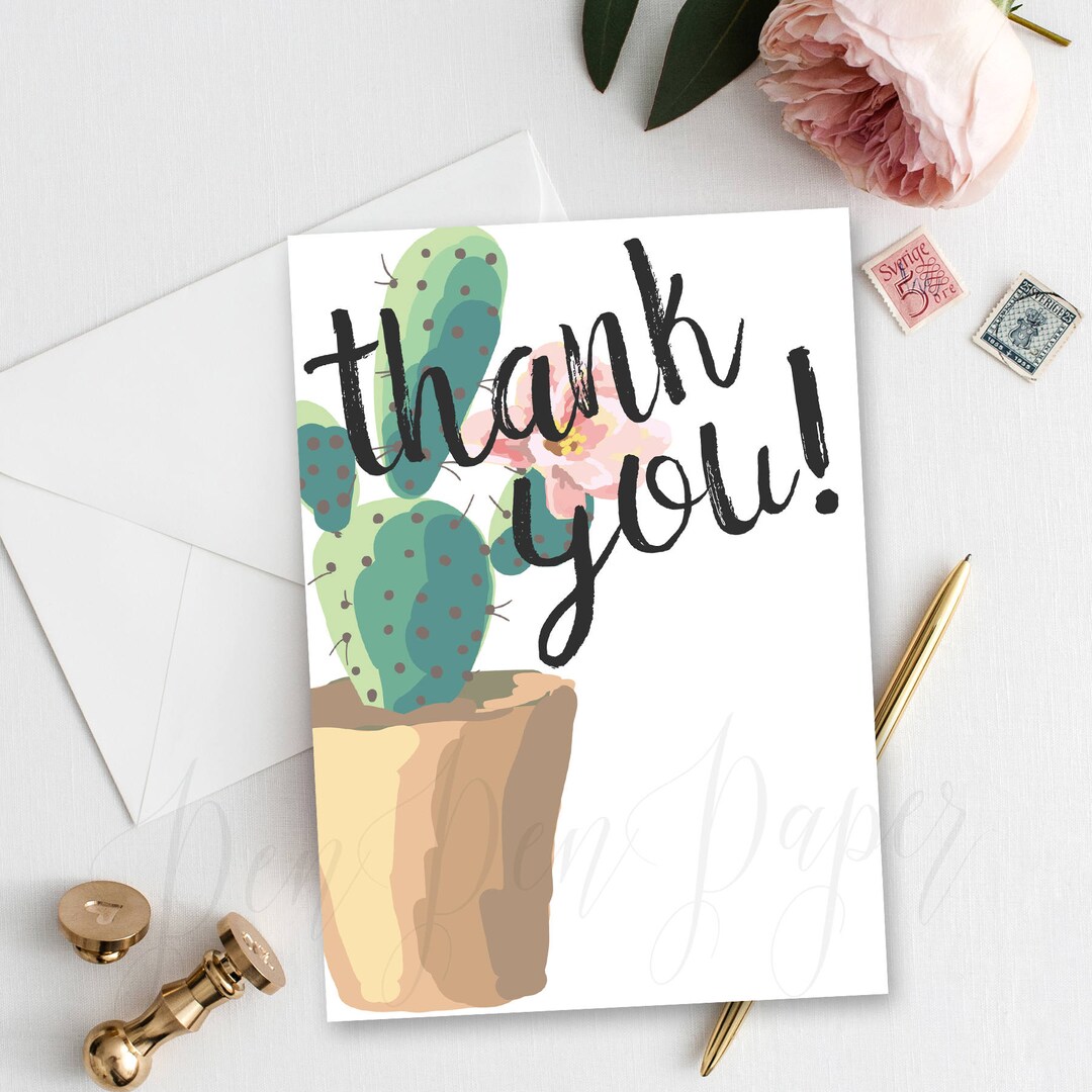 Fiesta Thank You Note Printable Cactus Thankyou Card Baby - Etsy