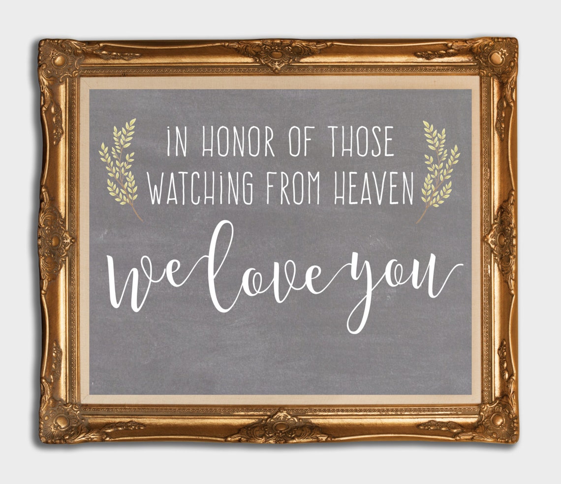 Printable Wedding Sign Remembering Loved Ones Chalkboard in - Etsy