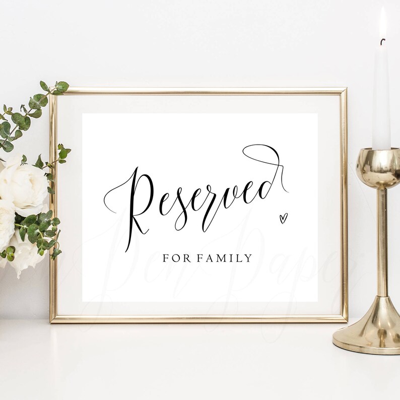 Reserved for Family Sign Printable Reserved Sign Wedding - Etsy