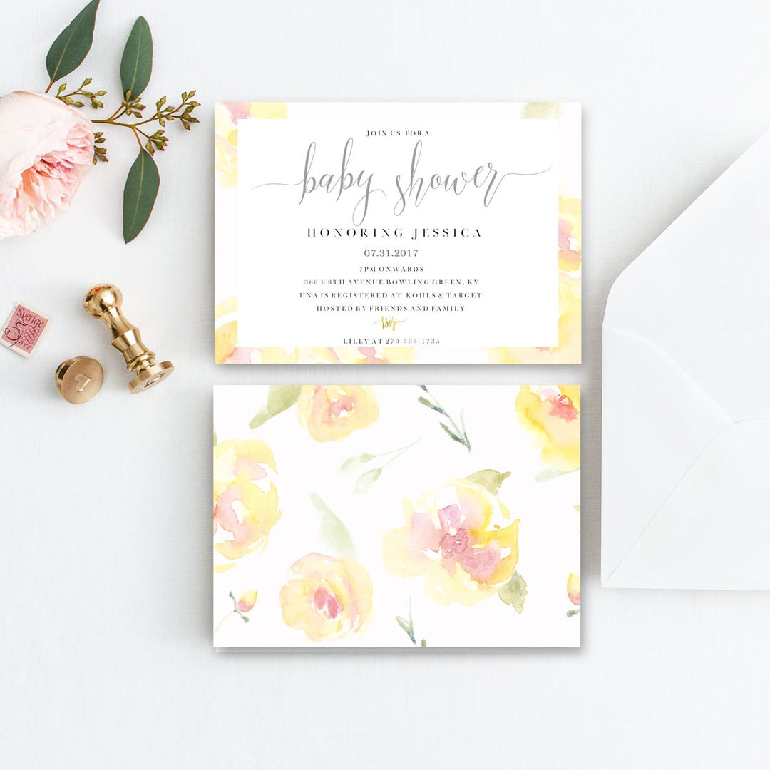 Yellow Baby Shower Invitation, Lemon Baby Shower, Gender Neutral Invite ...