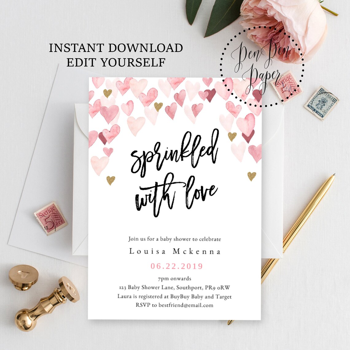INSTANT DOWNLOAD Thank You Note Printable Valentine Bridal - Etsy