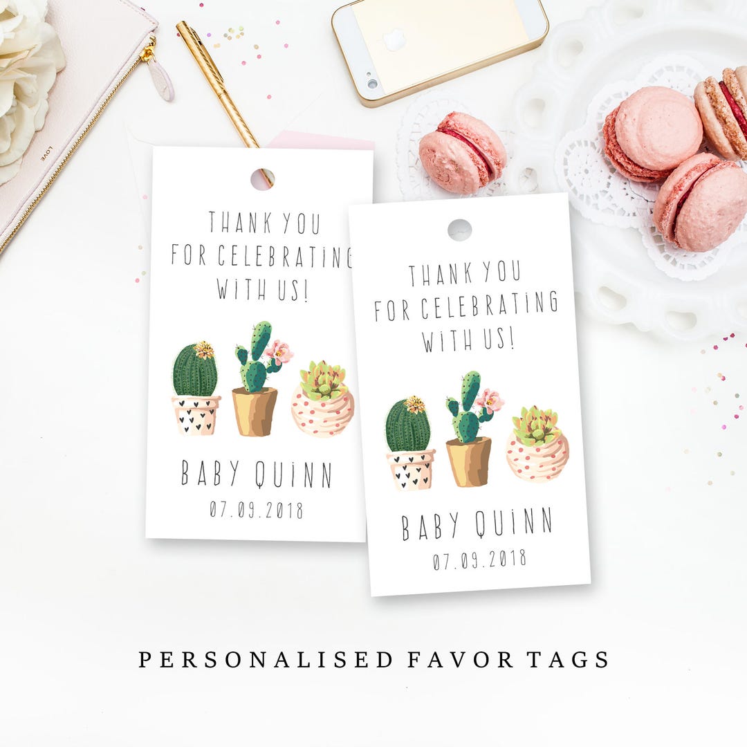 Cactus Theme Baby Shower Favor Tag, Succulent Favour Tag, Gift Tag ...