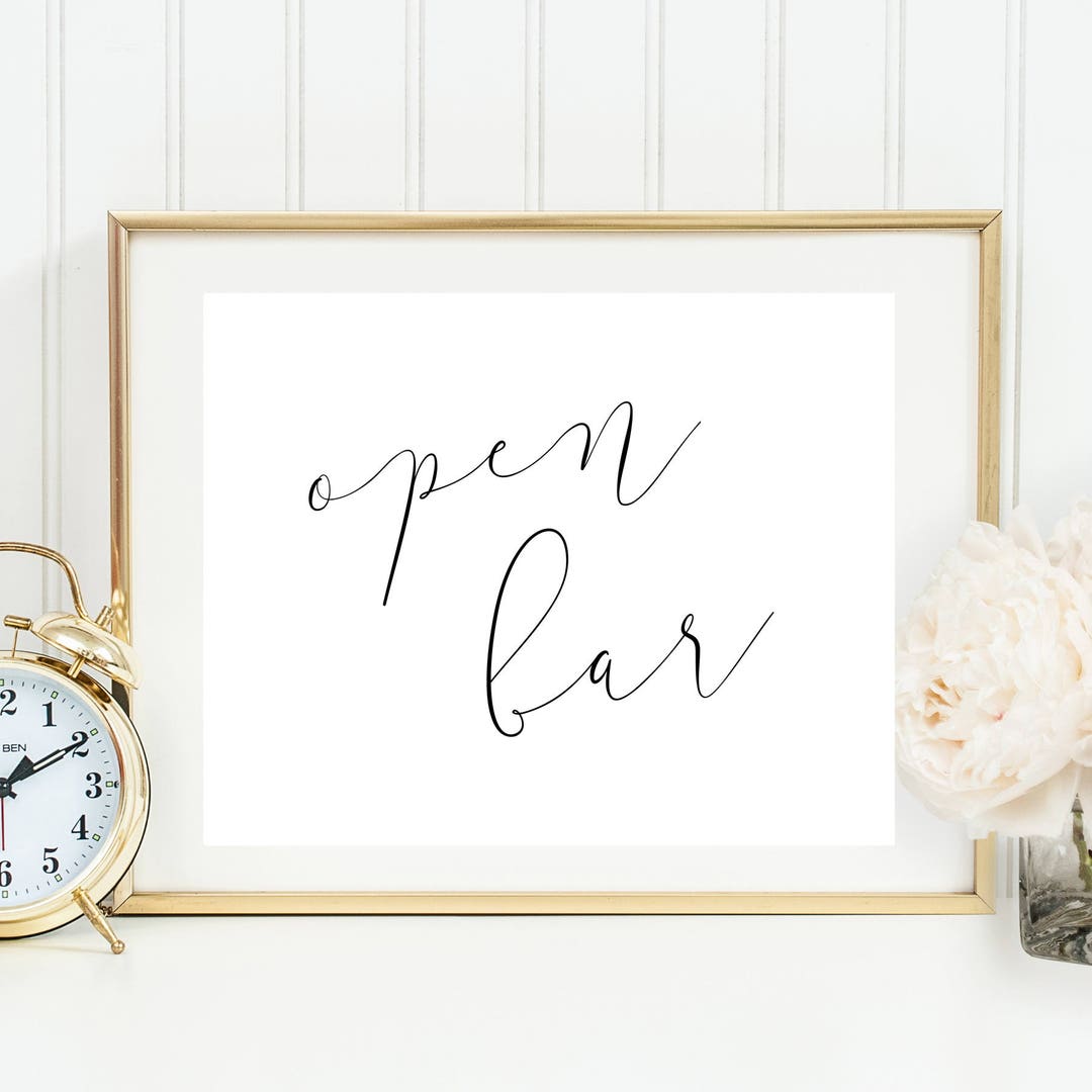 Open Bar Wedding Sign, Printable Bar Sign, Party Bar Sign, Free Drinks ...
