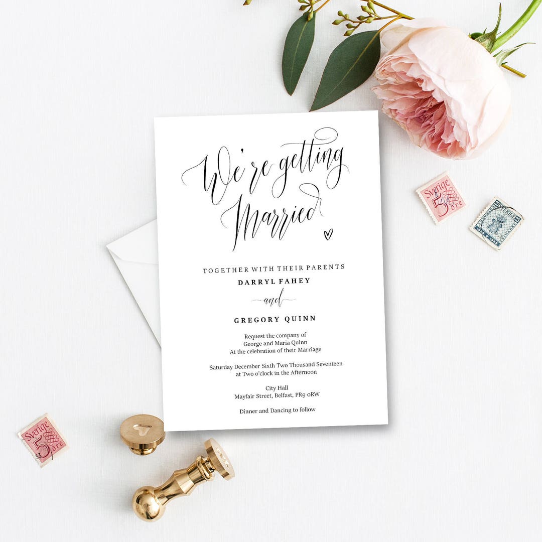 We're Getting Married, Editable Wedding Invitation Pdf, Printable ...