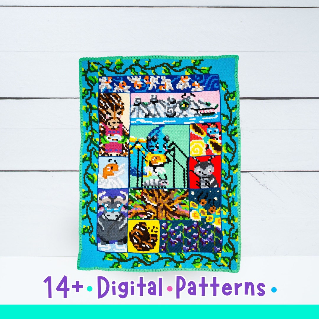 CROCHET PATTERN BUNDLE, Wishghan C2C Blanket Pattern, Animals Crochet ...