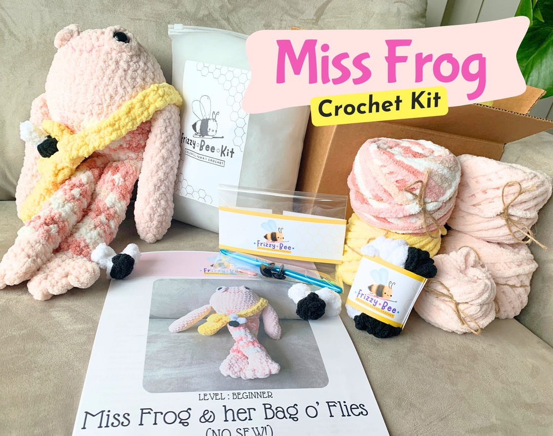 Frog Crochet Kit, DIY Pink Frog Kit, No Sew Crochet Frog, Handmade Toy ...
