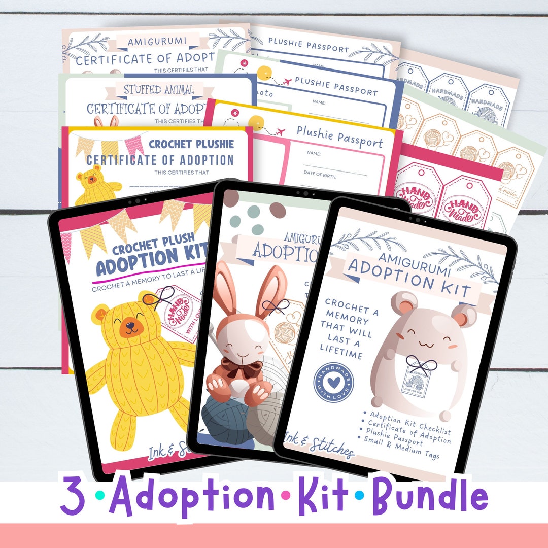 Crochet Amigurumi Adoption Kit Bundle - 3 Designs - Etsy