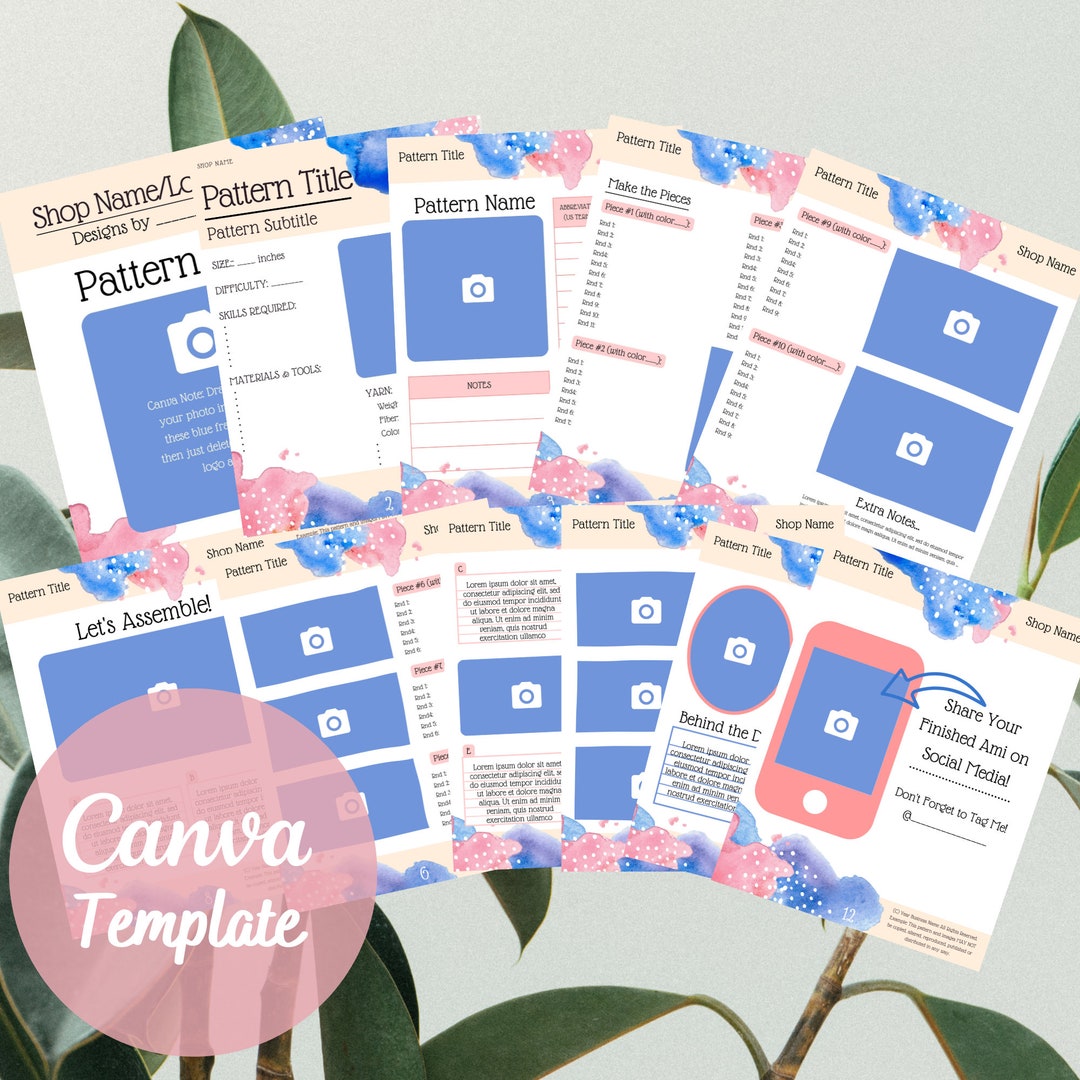 CROCHET PATTERN TEMPLATE Crochet Amigurumi Pattern Template Canva ...