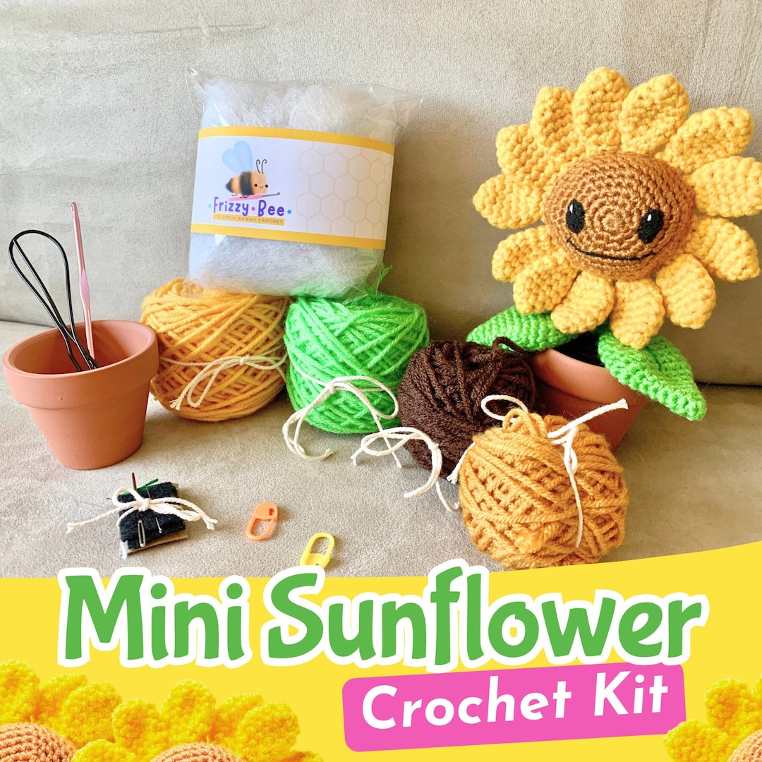 Crochet Sunflower Kit, Crochet Pattern Kit, Handmade Sunflower Pattern ...