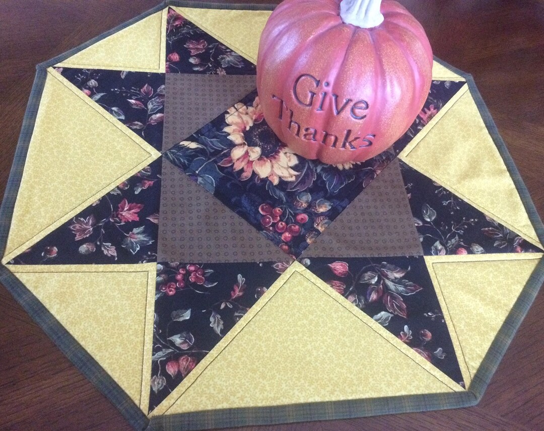 Fall Octagon Quilted Table Runner, Octagon Shaped Table Topper, Fall ...