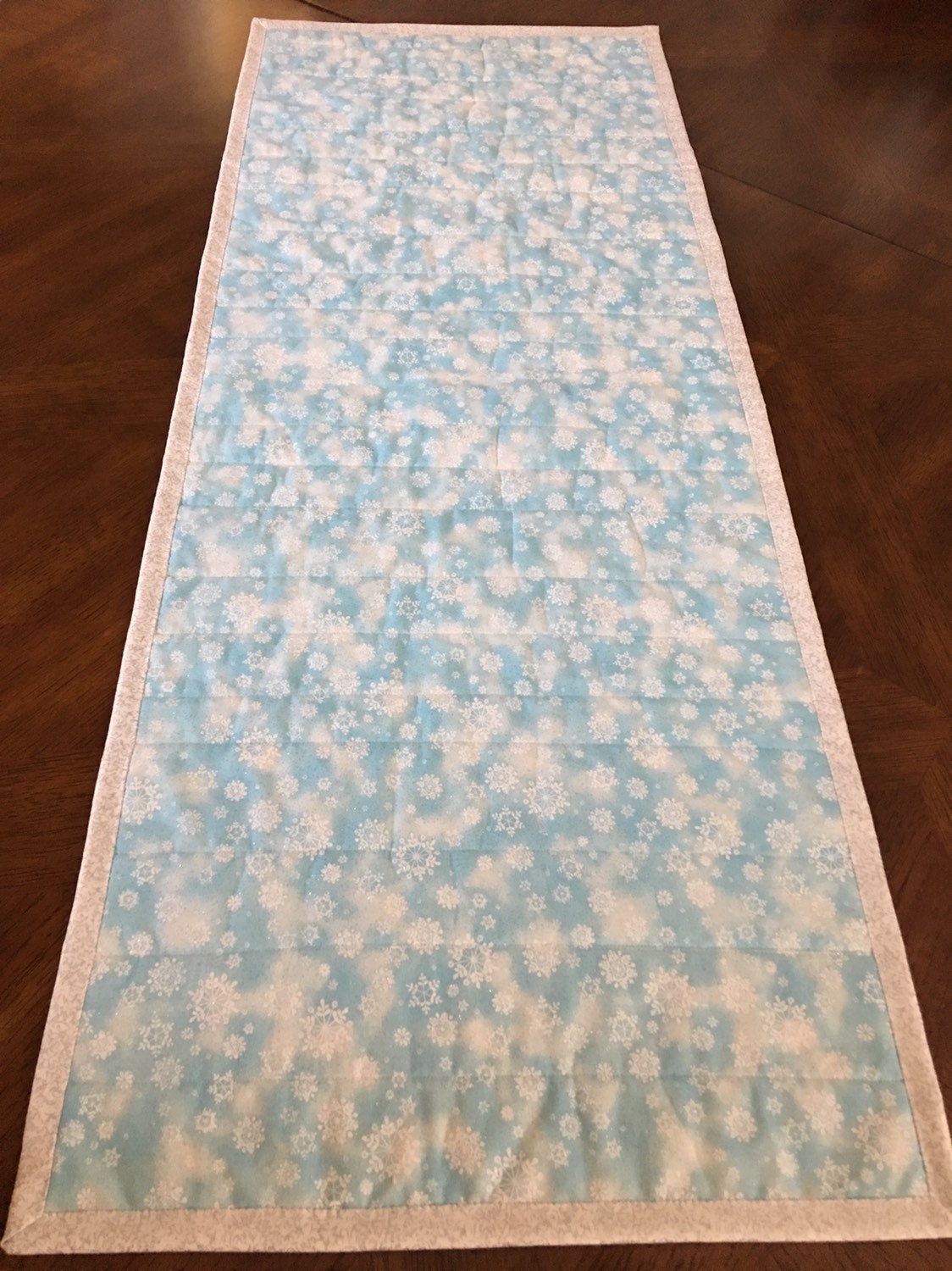 Silver and Blue Christmas Quilted Table Runner Holiday Table - Etsy
