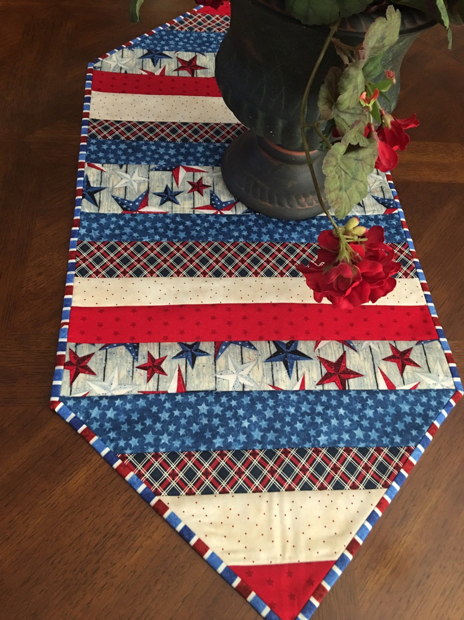 Patriotic Quilted Table Runner Fourth of July Patriotic - Etsy