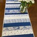 Blue and Cream Quilted Table Runner, Blue Fabric, Cream Accent Fabric ...