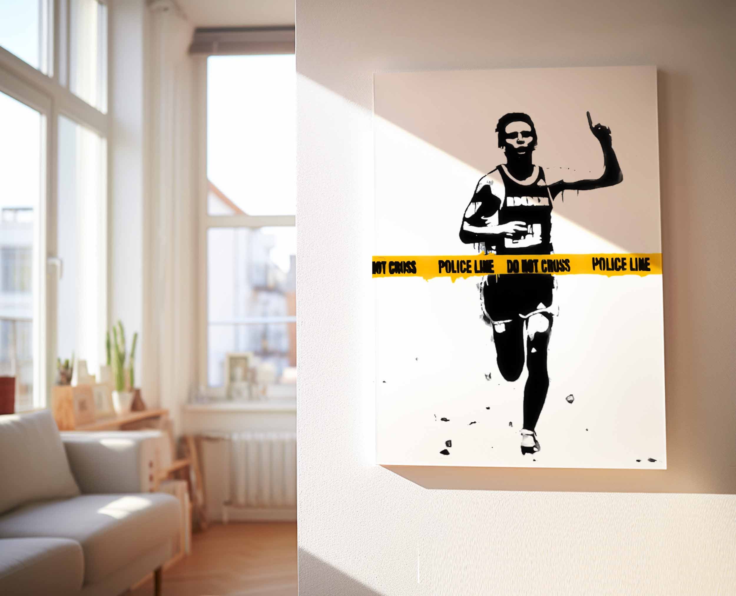 Banksy Mural runner, police Line HANDMADE UNIQUE Graffiti Street Art ...