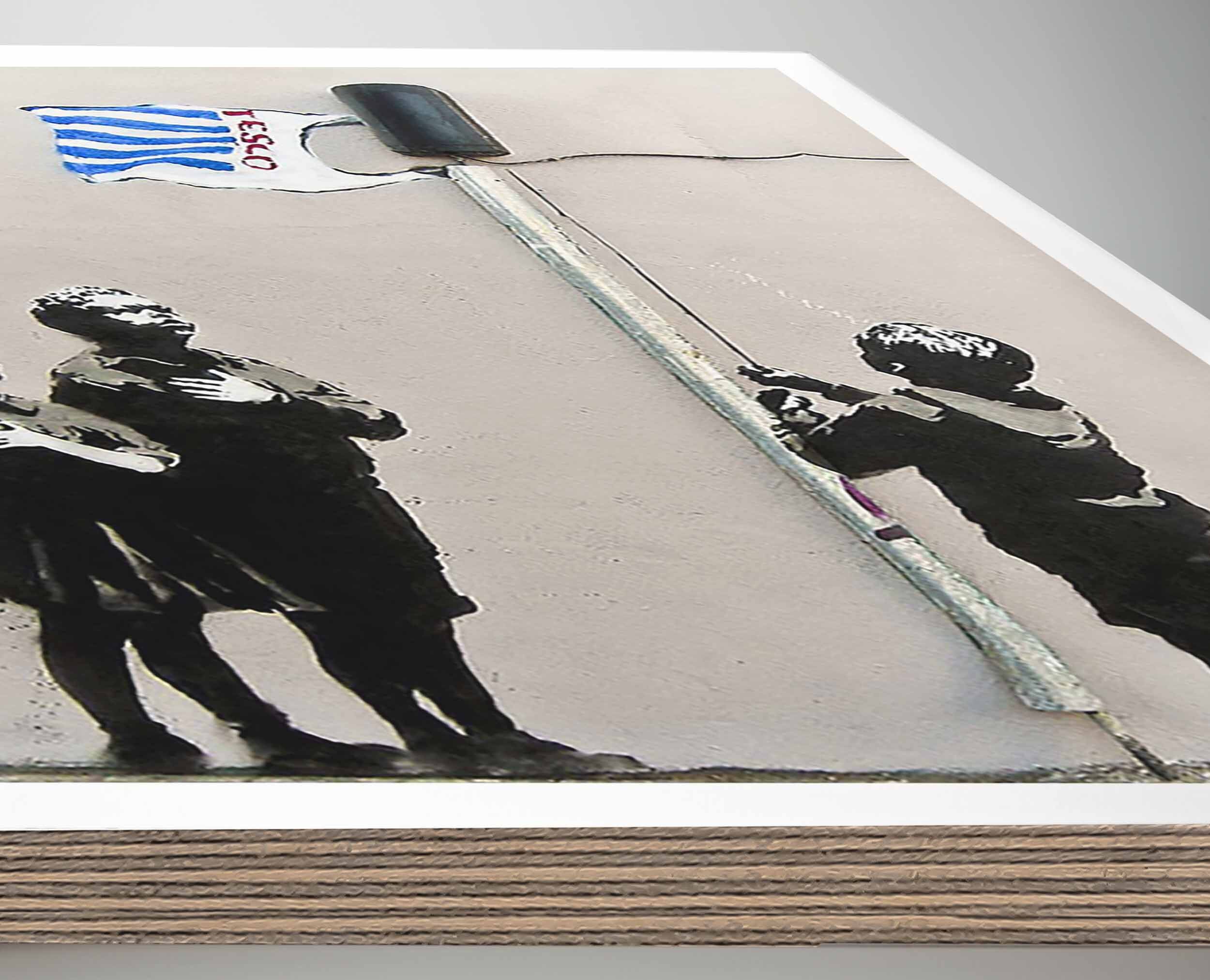 Banksy Picture tesco Flag HANDMADE Artwork UNIQUE Pop Art Canvas ...