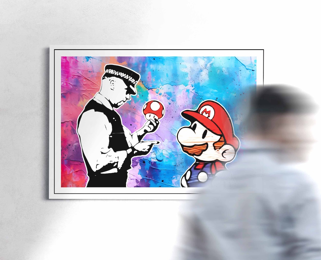 Banksy Pop Art Super Mario Mushroom | Street Art Mural | Street Art ...