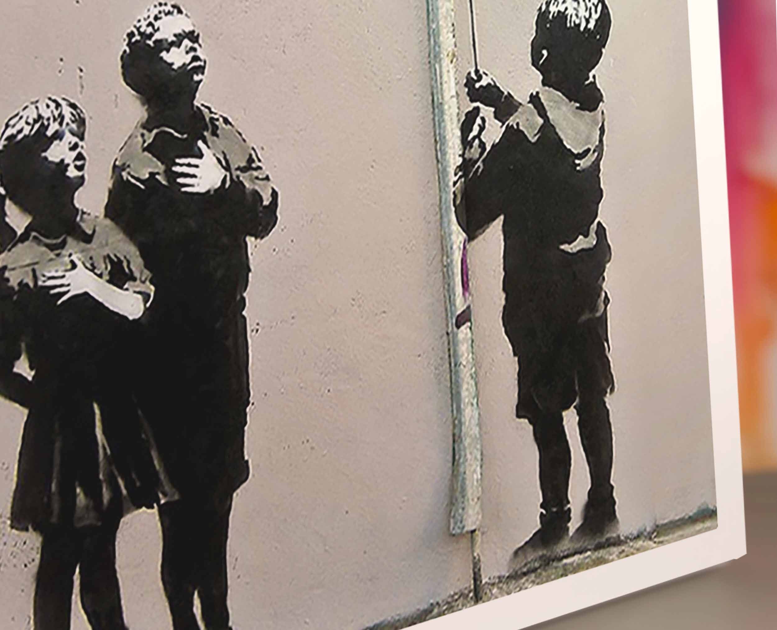 Banksy Picture tesco Flag HANDMADE Artwork UNIQUE Pop Art Canvas ...